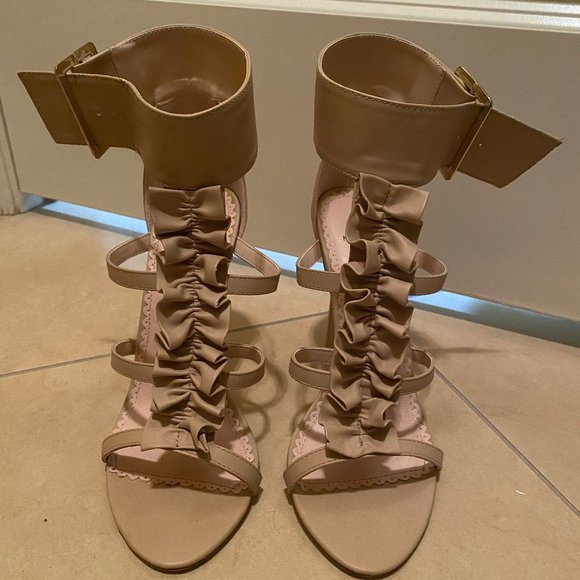 Shoes | Tan Ruffle Heels | Poshmark